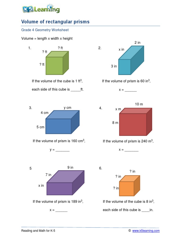 Grade 4 Geometry Rectangular Prism Volume B | PDF