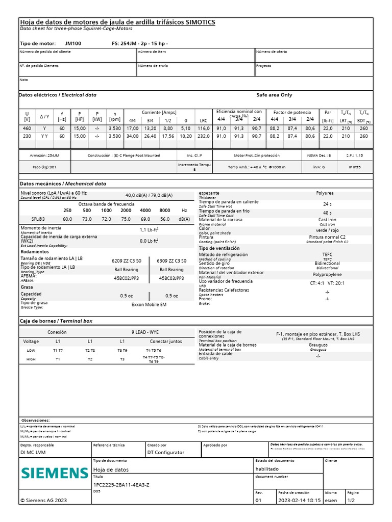 1PC2225-2BA11-4EA3-Z D05 Datasheet Es en | PDF | Ingenieria Eléctrica | Mecanica clasica