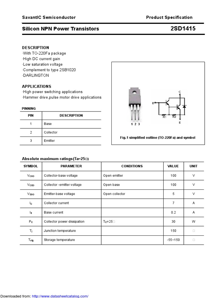 D1415 Schemactic | PDF | Bipolar Junction Transistor | Transistor