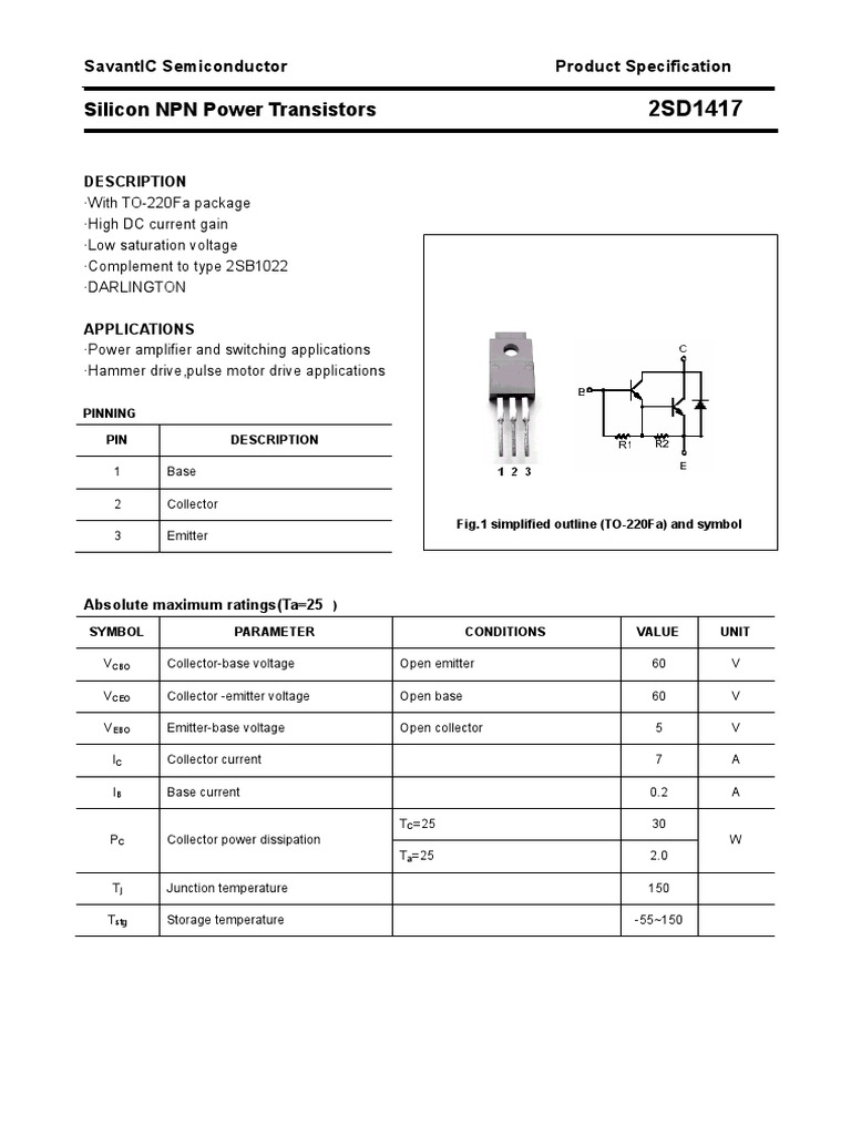 D1417 Schematic | PDF | Bipolar Junction Transistor | Transistor