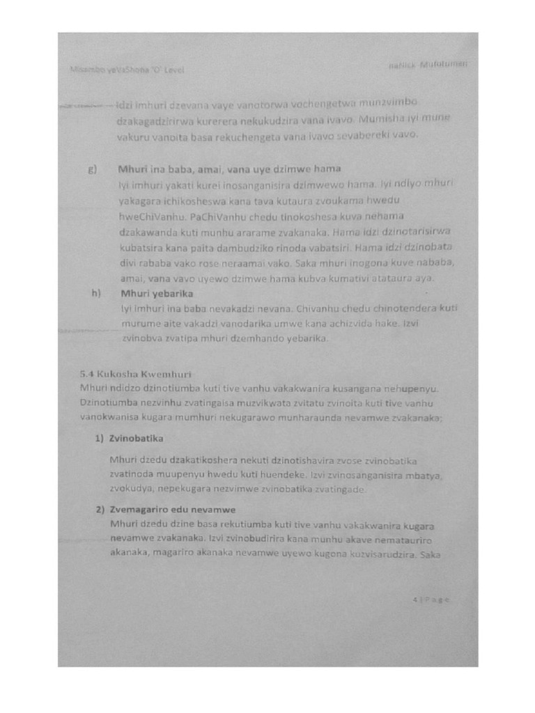 Musambo YeVaShona 'O' Level. | PDF