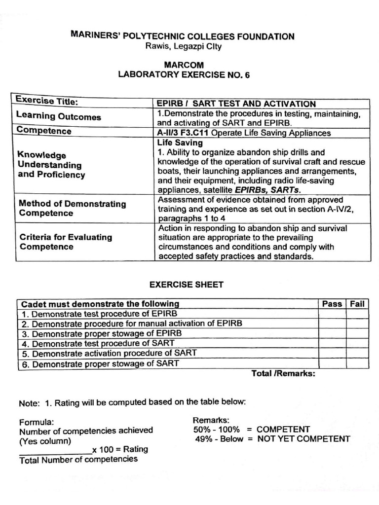 GMDSS Lab Activity Workbook | PDF