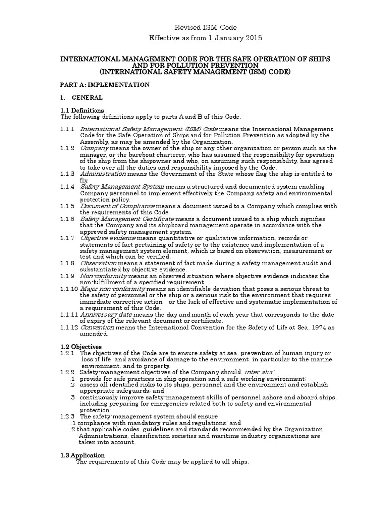 ISM-Code 2015 Part-A Only | PDF | Safety | Audit