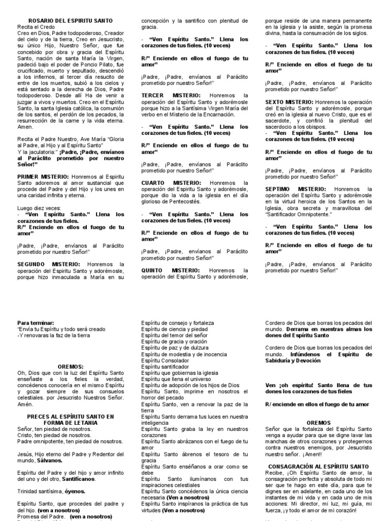 Rosario Del Espiritu Santo Pdf Espíritu Santo María Madre De Jesús