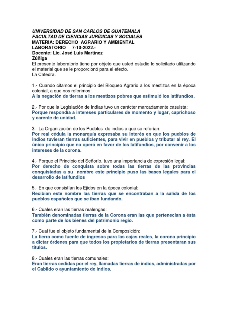 Laboratorio Derecho Agrario y Ambiental Resuelto 06102022 | PDF | Justicia | Crimen y violencia