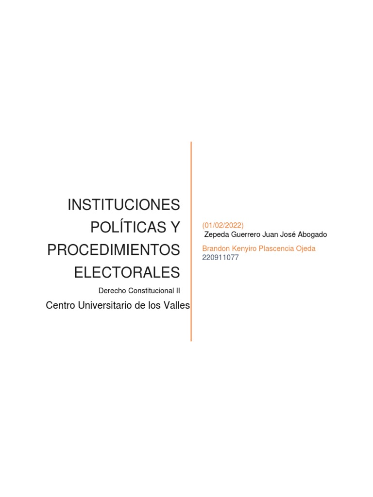 Instituciones Políticas Y Procedimientos Electorales Pdf Partidos