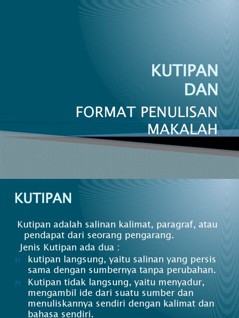 Kutipan Dan Format Makalah | PDF