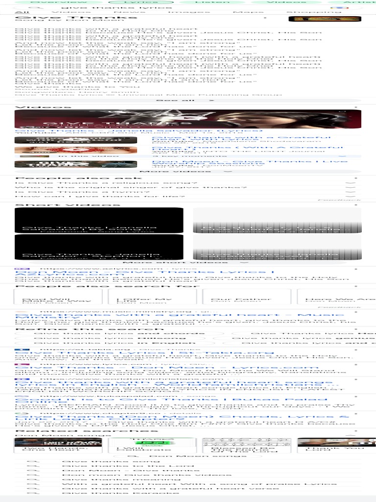 Give Thanks Lyrics - Google Search | PDF | Art | Religion & Spirituality