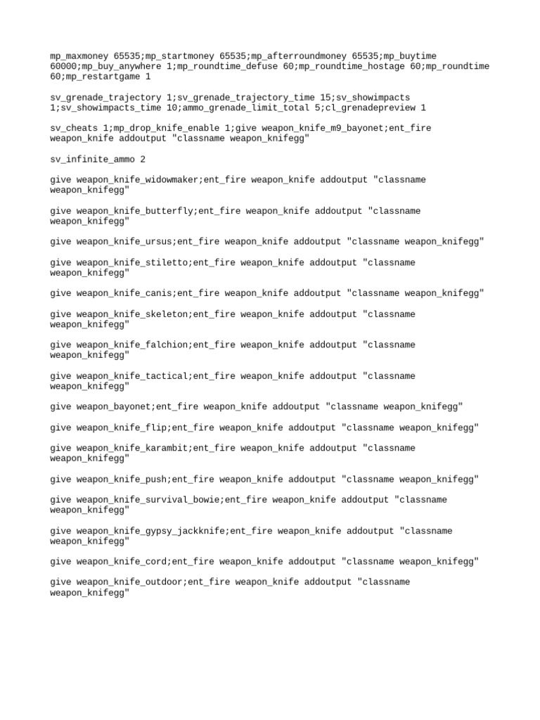 CS:GO Knife Commands and Settings | PDF