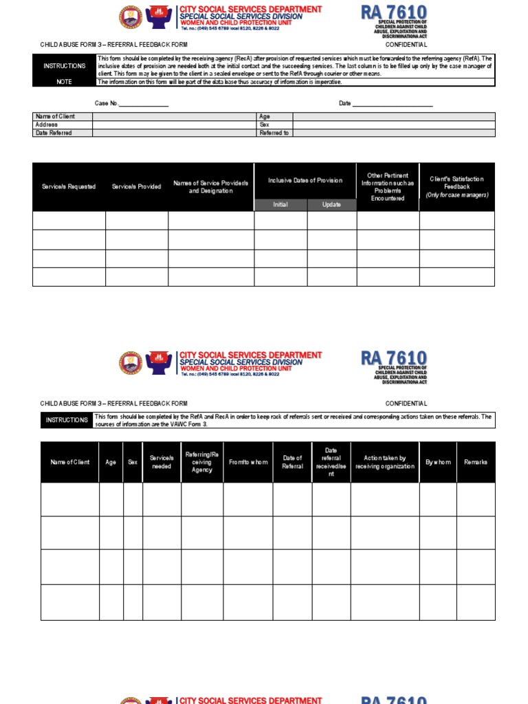 Child Abuse Referral Feedback Form | PDF | Childhood | Social Institutions