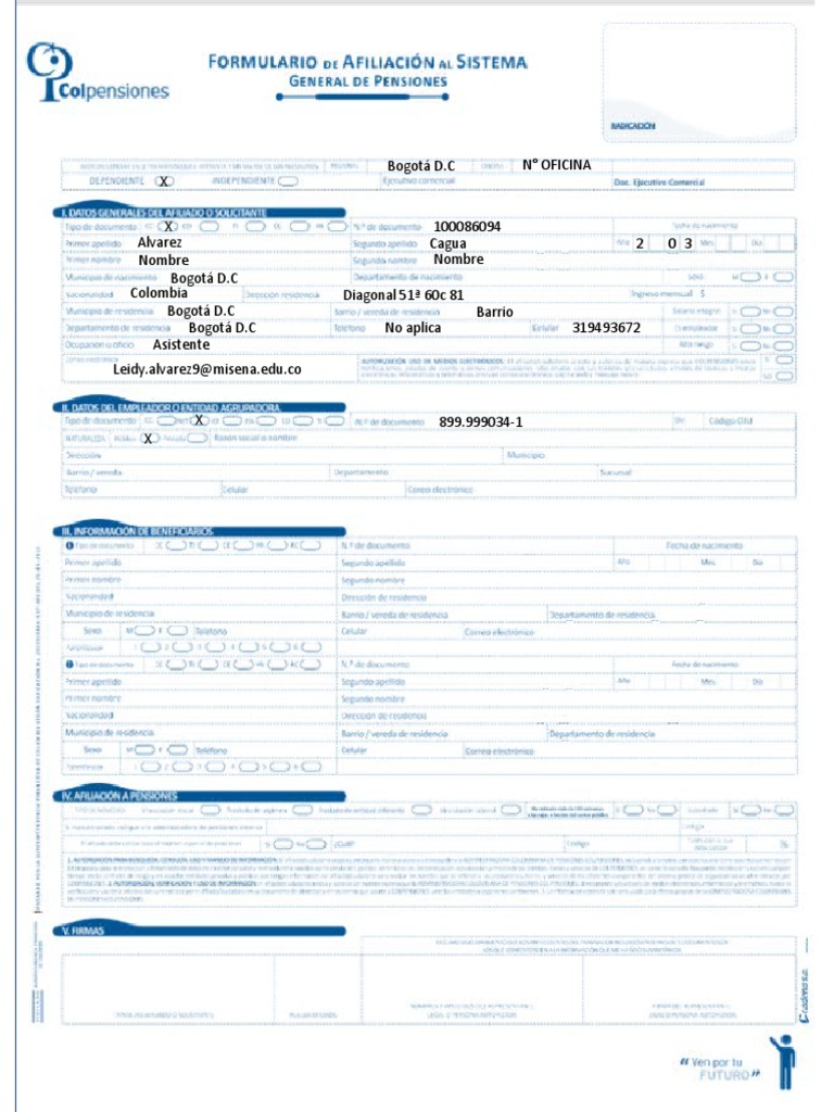 Formulario Afiliación AFP | PDF | Pensión