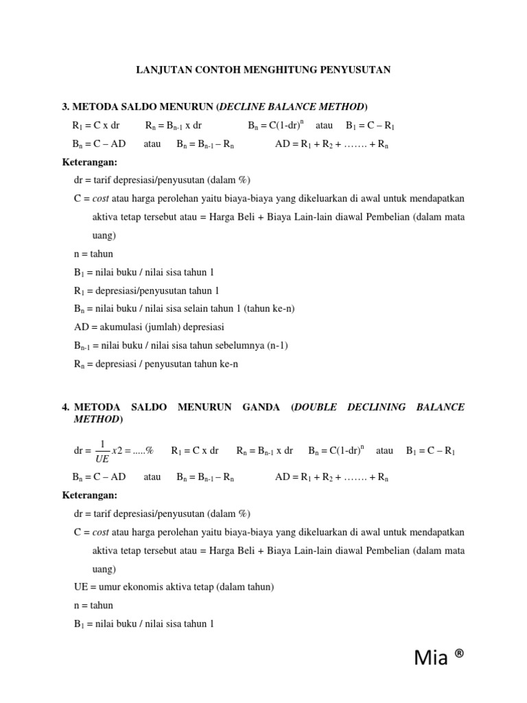 Lanjutan Contoh Menghitung Penyusutan | PDF