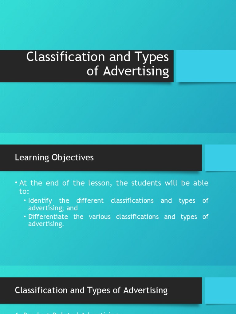 Classification and Types of Advertising | PDF | Advertising | Retail