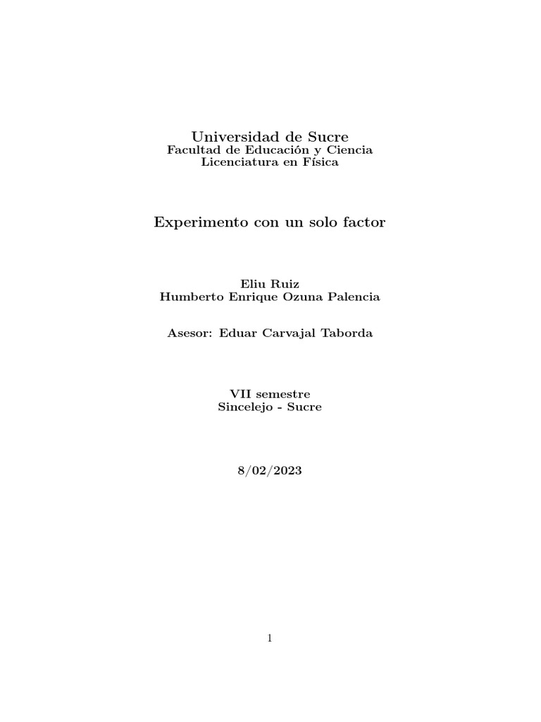 Experimento de Un Solo Fractor | PDF | Experimentar | Análisis de variación