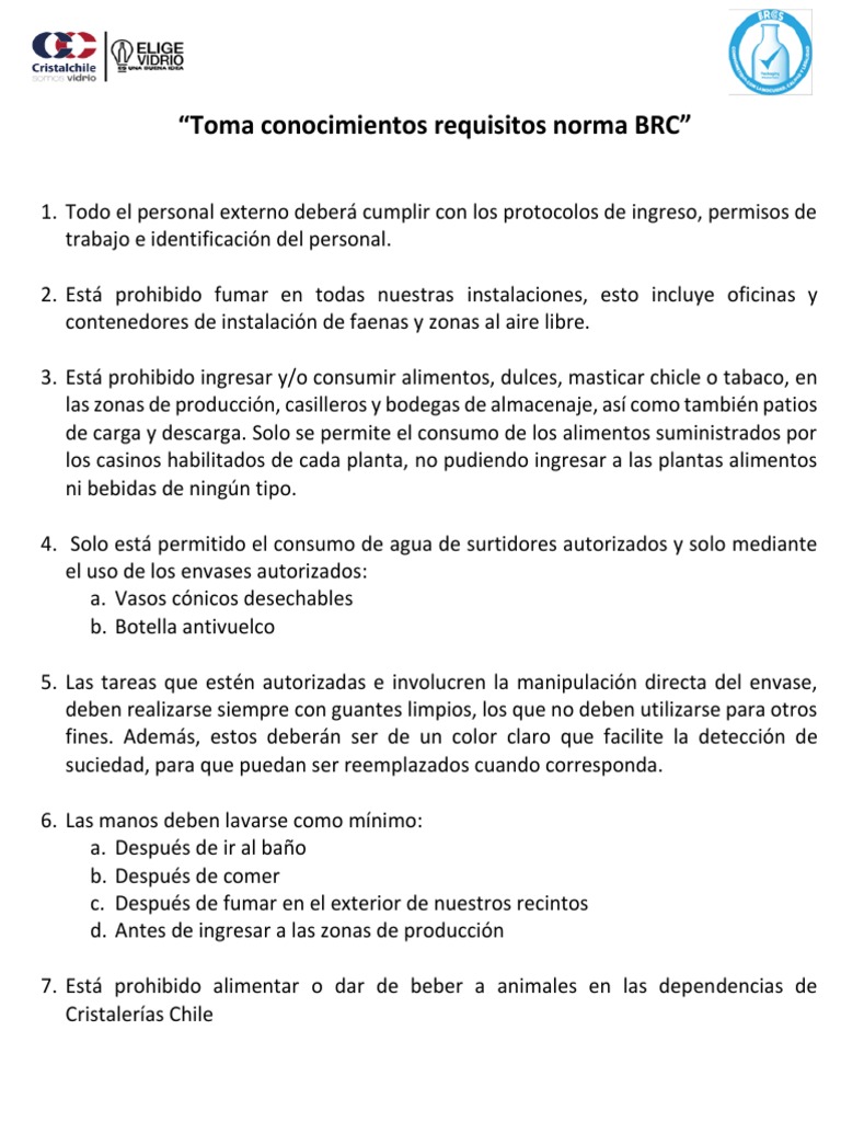 Toma Conocimiento Requisitos Norma BRC | PDF | Residuos
