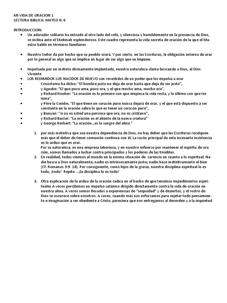La Importancia de la Oración en la Vida | PDF | Oración | Jesús