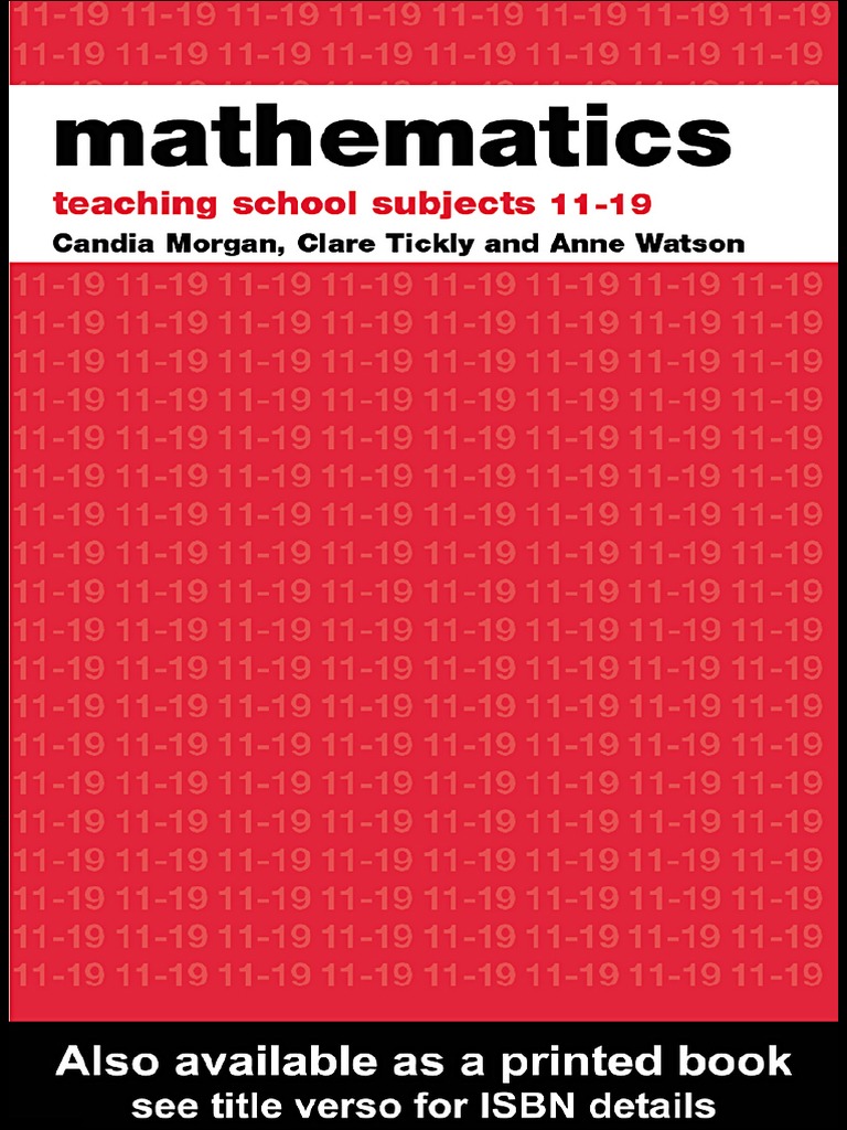 Mathematics Teaching School Subjects 11-19 | PDF | Teachers | Curriculum