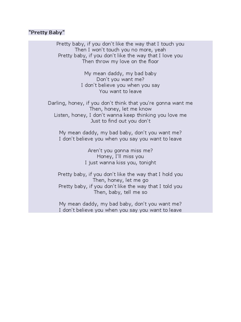 Pretty Baby Lyrics Analysis | PDF