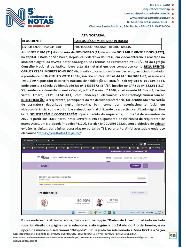 Translado Ata Notarial - LIVRO - 2979 - PG - 041 - 048 | PDF | Brasil