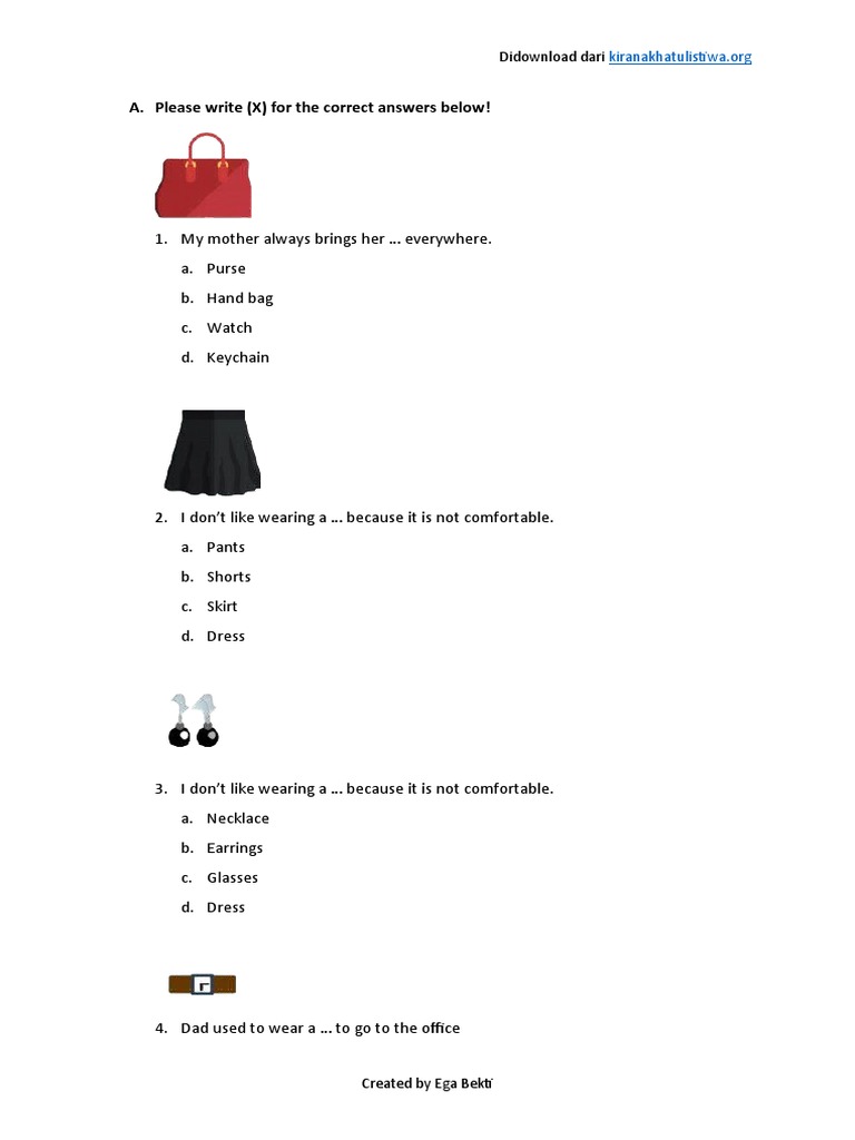 Materi Kelas 2 SD - Clothes | PDF | Style | Human Body