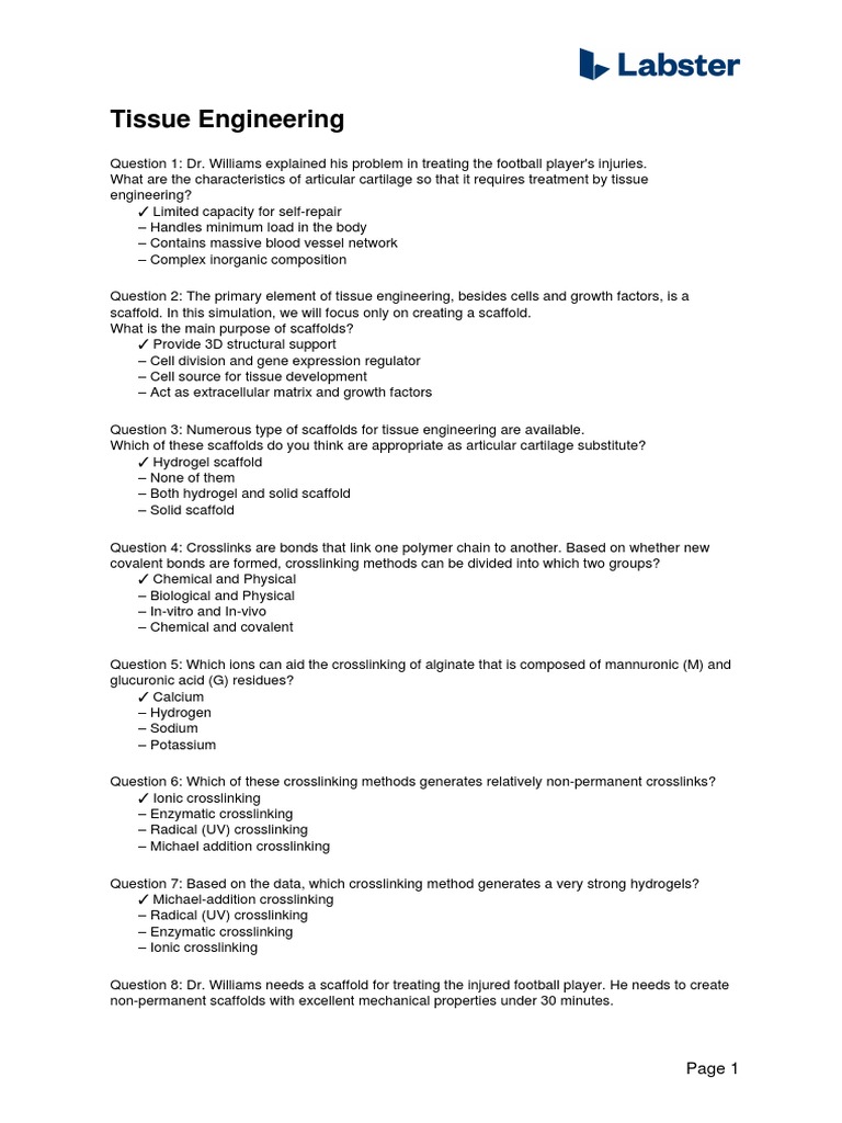 Scaffold Design in Tissue Engineering | PDF | Cross Link | Tissue ...