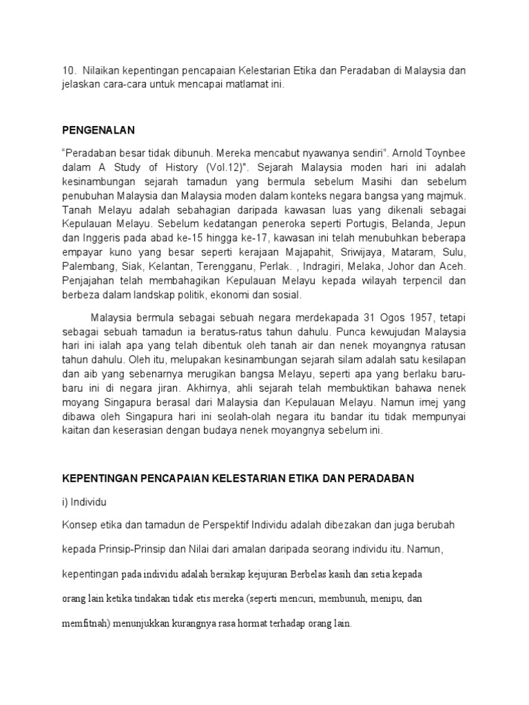 Penghayatan Etika Dan Peradaban | PDF
