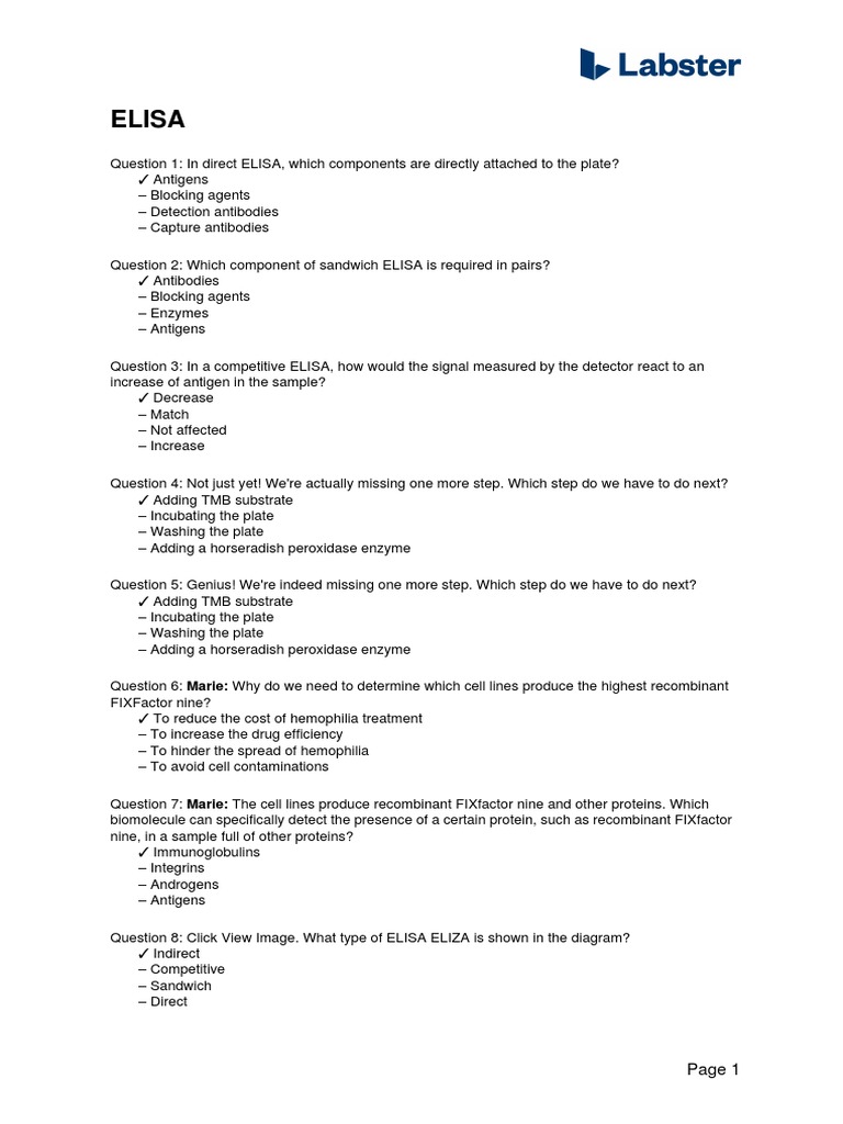 Questions Elisa | PDF | Elisa | Antibody