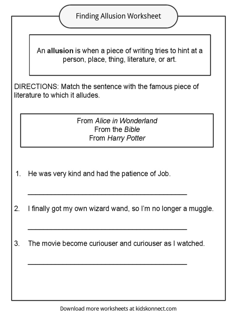 Allusion Worksheet for Grade 8 | PDF | Philosophy | General Fiction