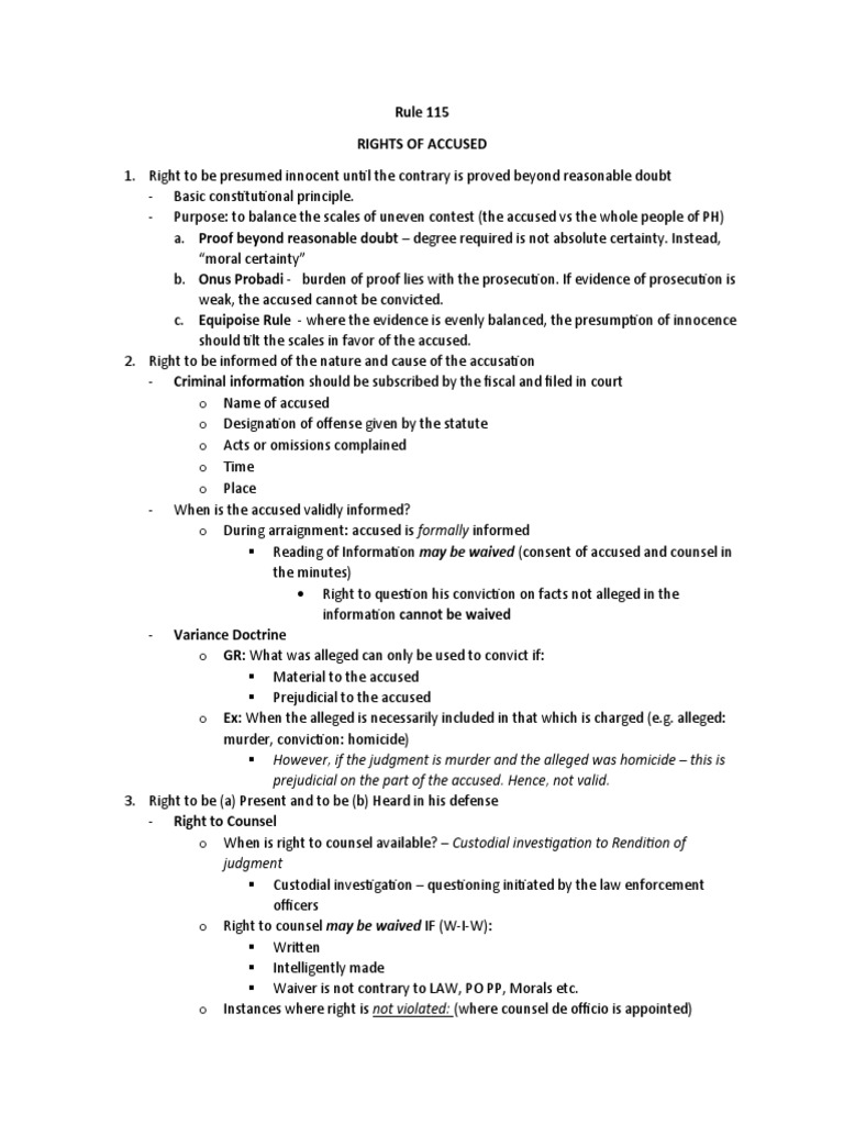 Reviewer Rule 115 To 127 | PDF | Plea | Continuance