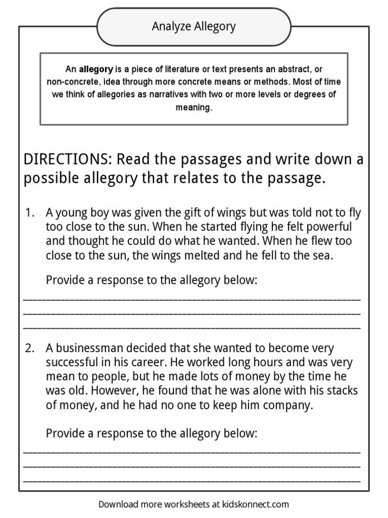 Allegory Worksheets | Download Free PDF | Allegory