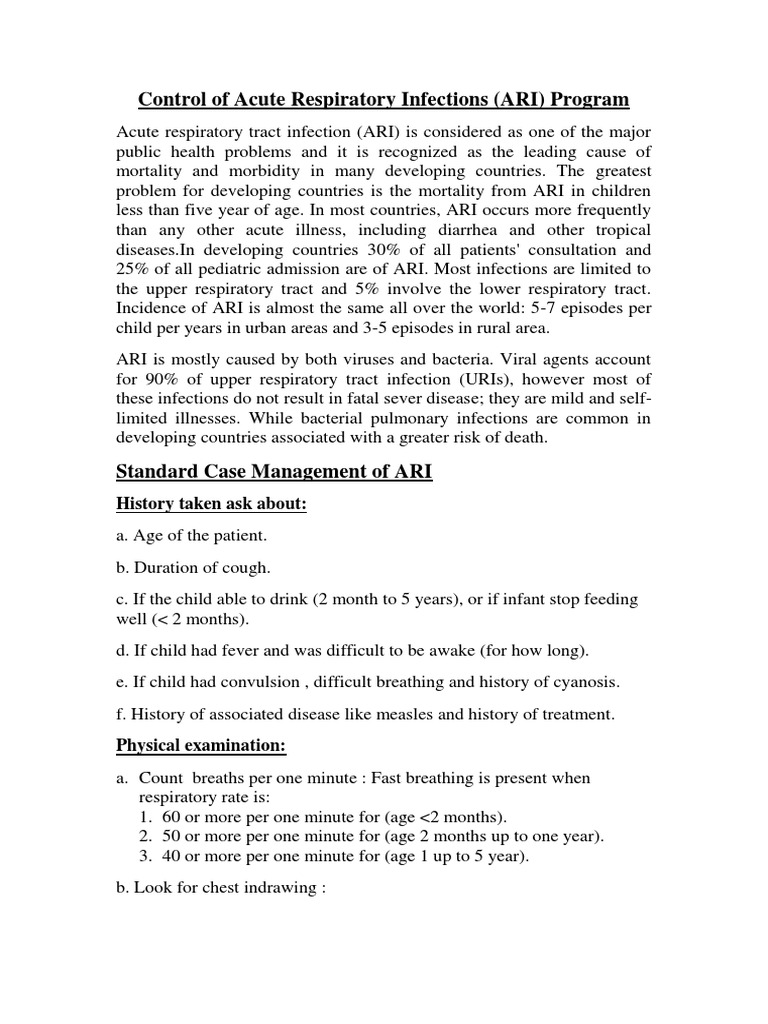 ARI Management in Young Children | PDF | Infection | Pneumonia