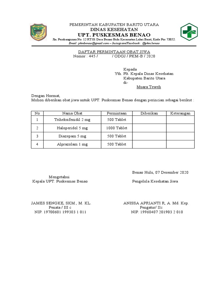 FORMAT LAPORAN AMPRAH OBAT JIWA PUSKESMAS 2019 | PDF