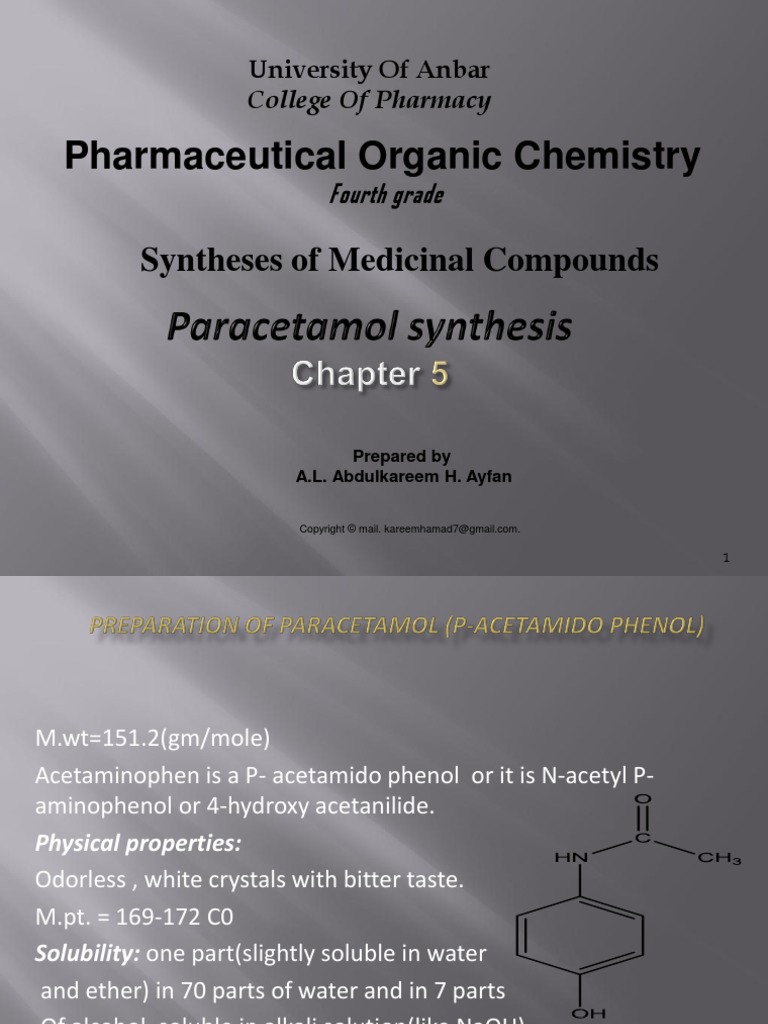 Acetaminophen Synthesis | PDF | Acetic Acid | Solubility