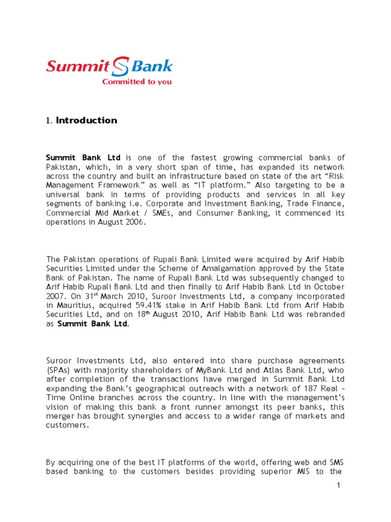 Summit Bank Internship Report | PDF | Transaction Account | Debit Card