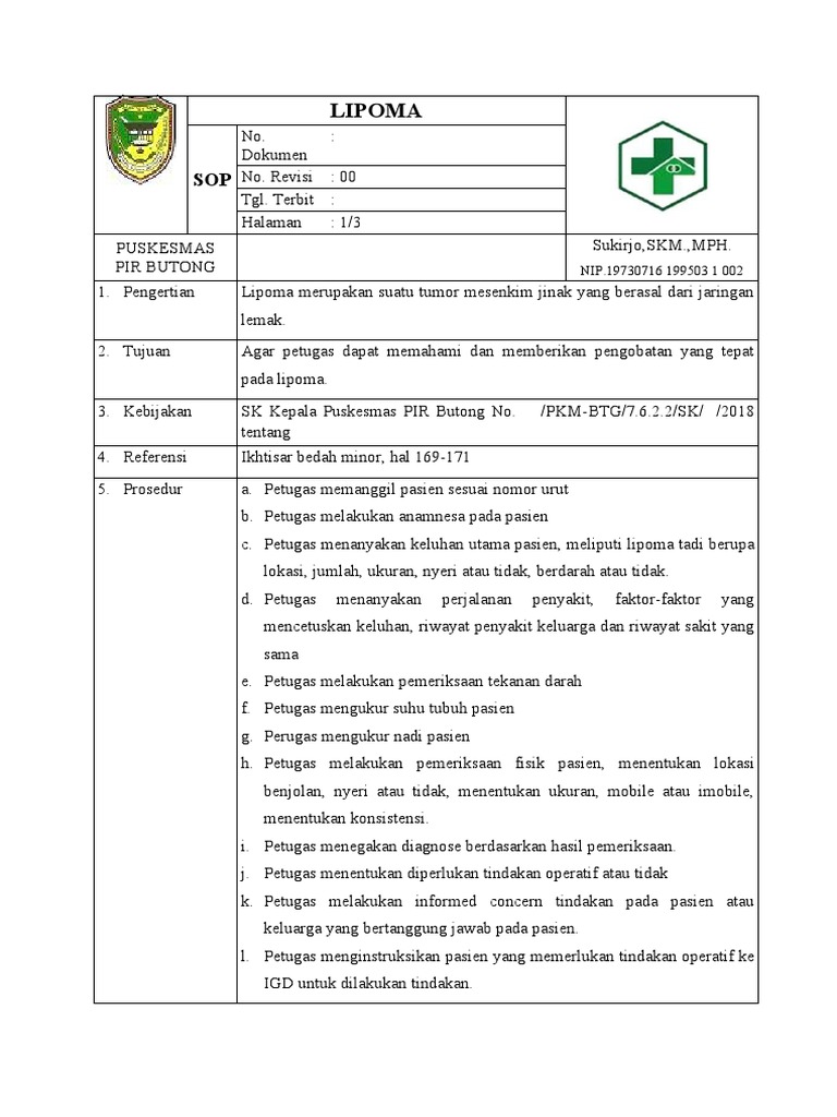 7.7.2 SOP Lipoma | PDF