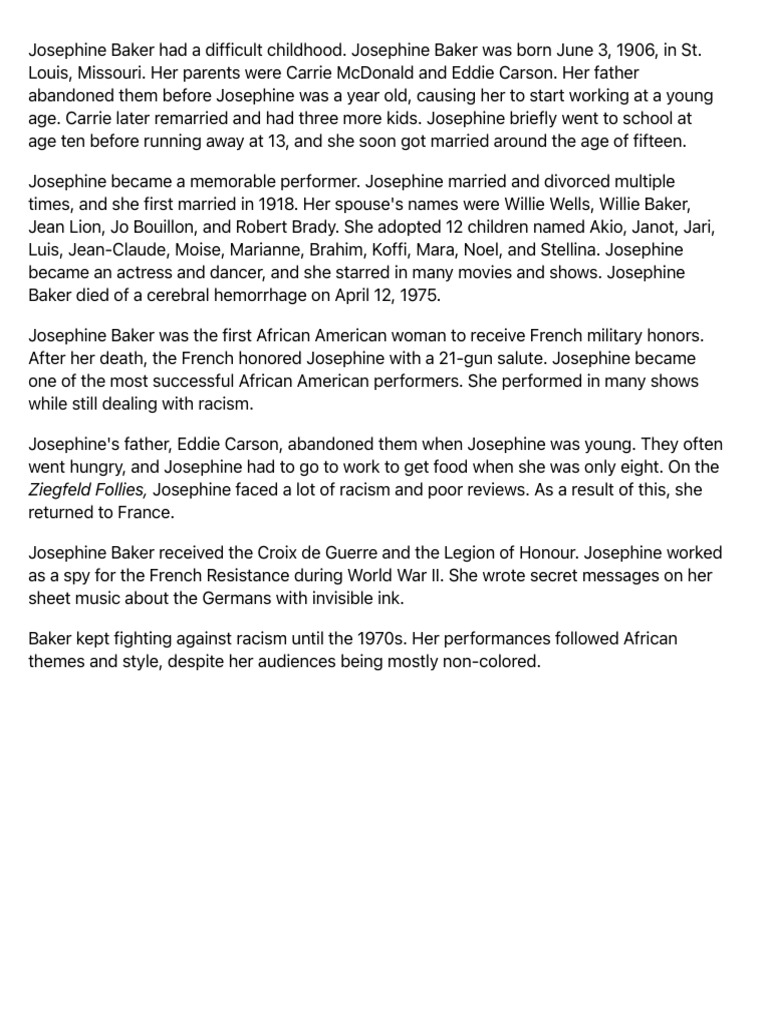 Josephine Baker | PDF