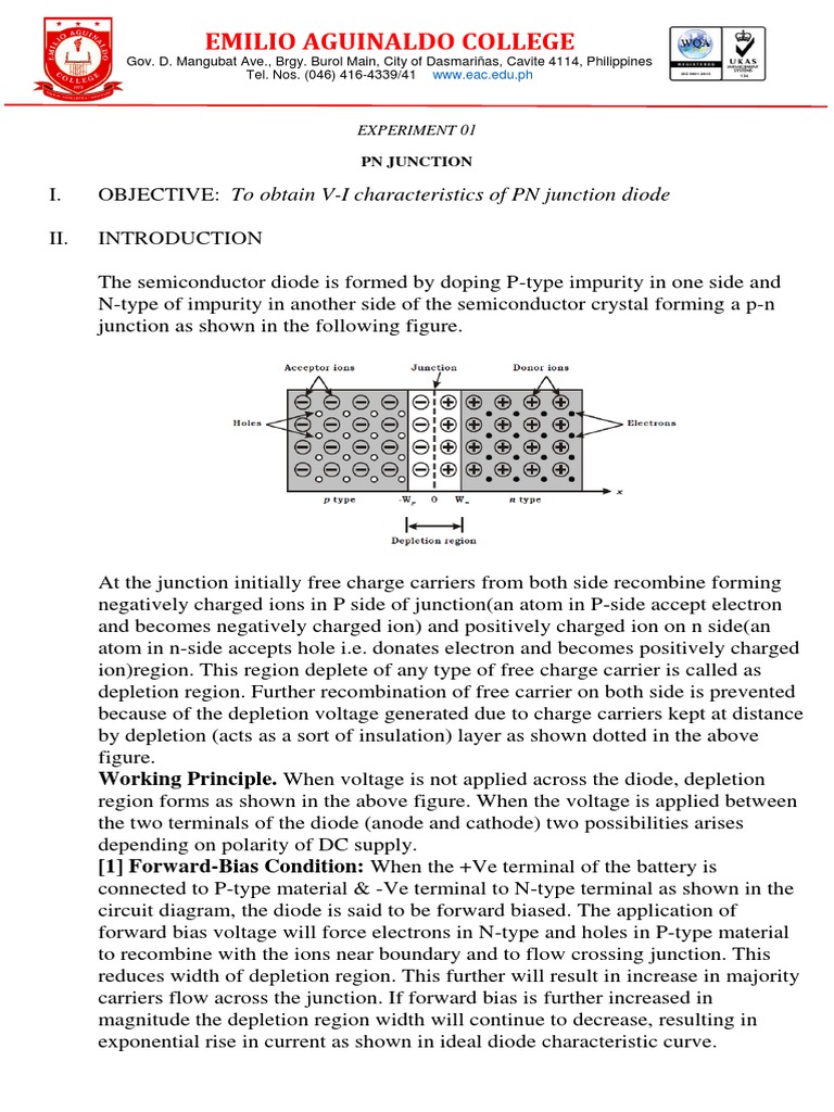 LAB01 - PN Junction | PDF | P–N Junction | Diode