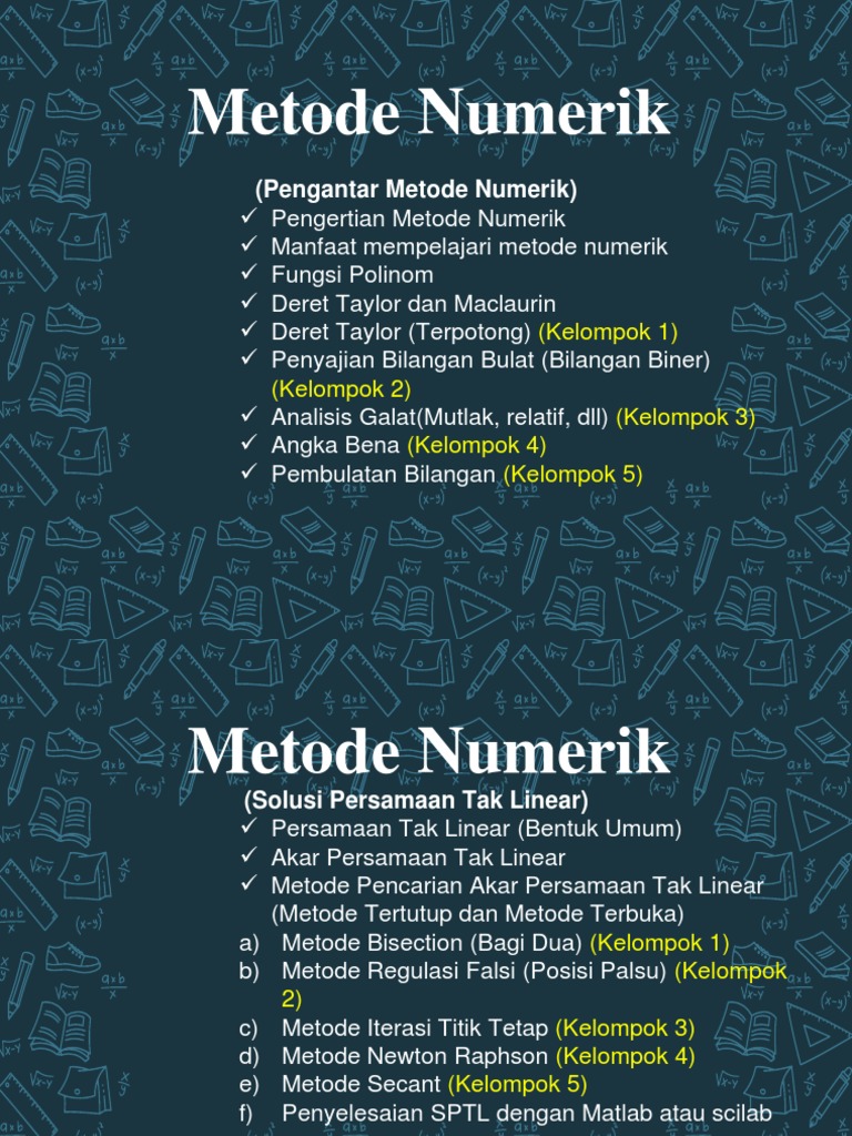 Pembagian Materi Metode Numerik | PDF