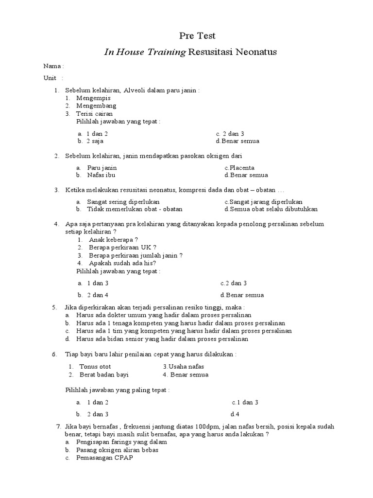 Soal Pretest Dan Post Test | PDF