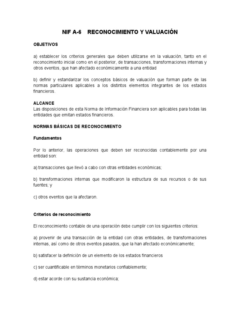 Nif A-6 | PDF | Valoración (Finanzas) | Contabilidad