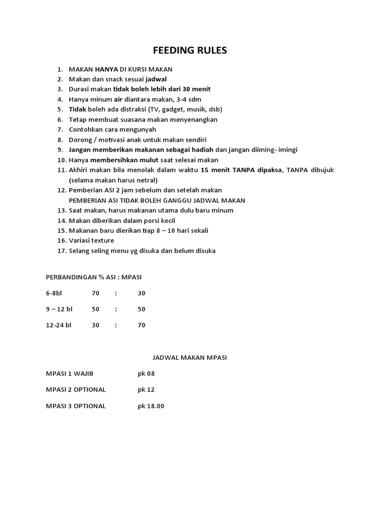 Feeding Rules | PDF