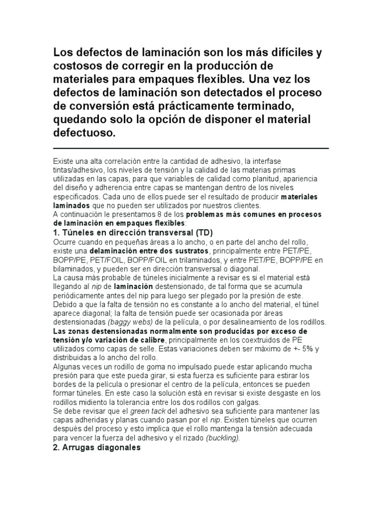 Defectos en Laminados de Baja Presión | PDF | Laminado (metalmecánica ...
