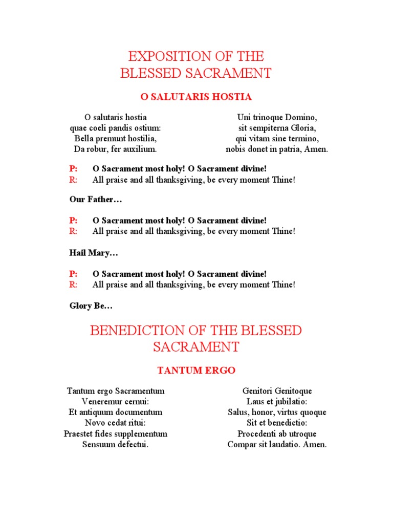 Expo Benediction | PDF | Eucharist | Mary, Mother Of Jesus