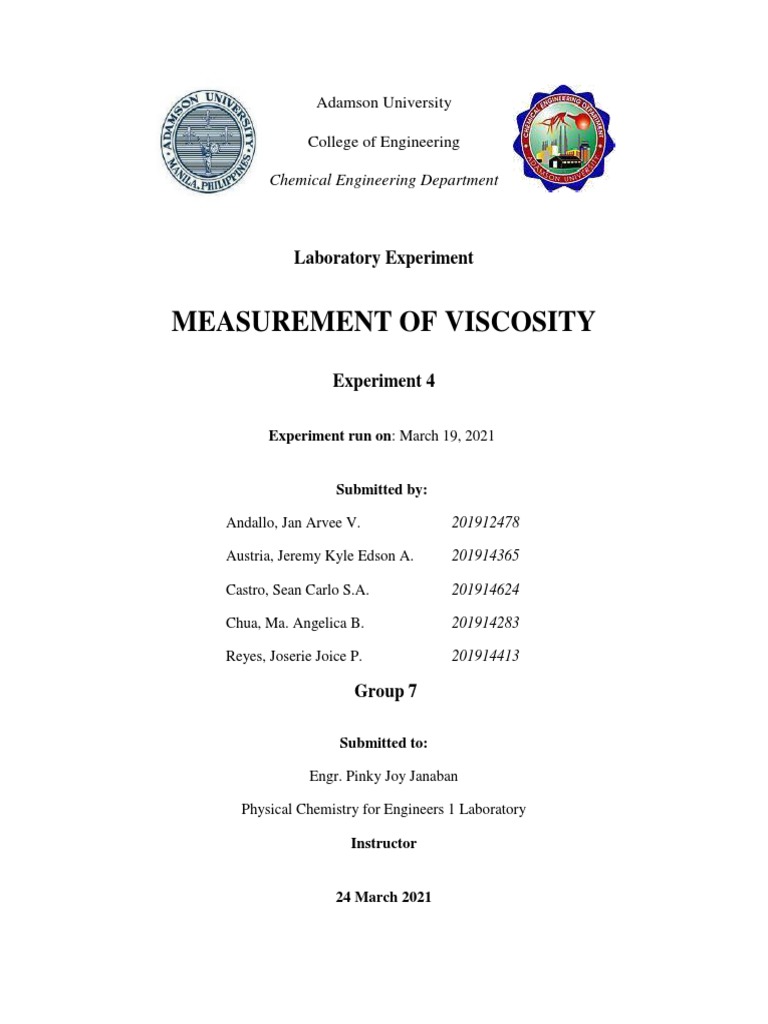 Laboratory Report Experiment 4 - Group 7 | PDF | Viscosity | Liquids