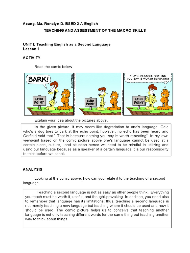 Teaching and Assessment of Macro Skills | PDF | Teachers | English Language