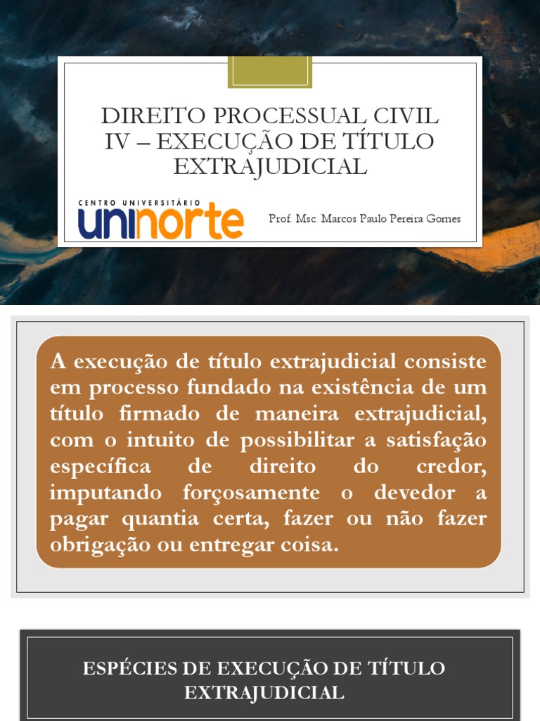 Slides - Execução de Título Extrajudicial | PDF | Adjudicação | Leilão