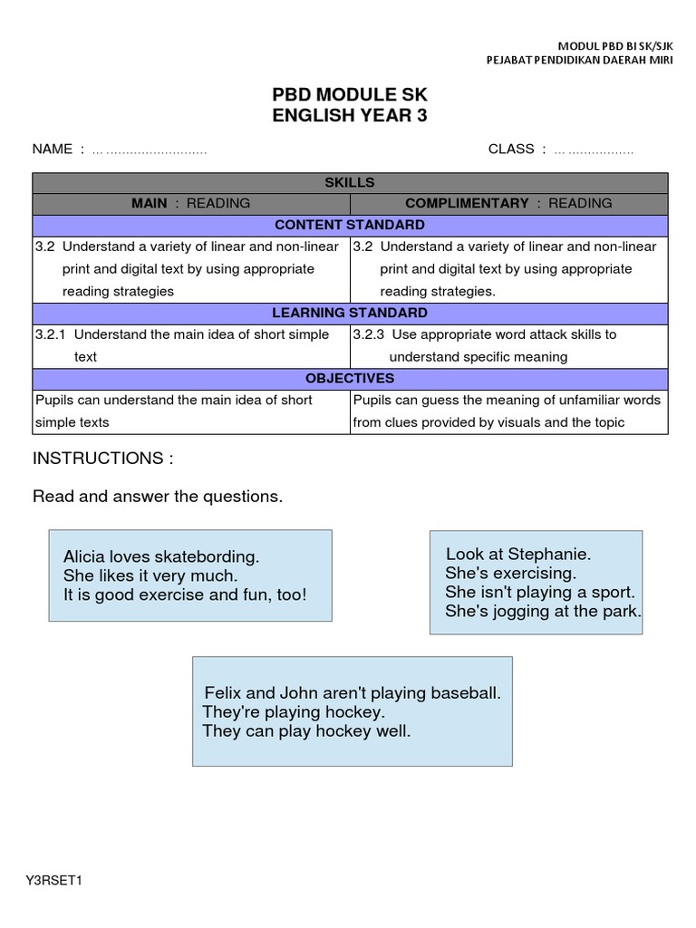 English Year 3 PBD 2 | PDF | Linguistics | Human Communication