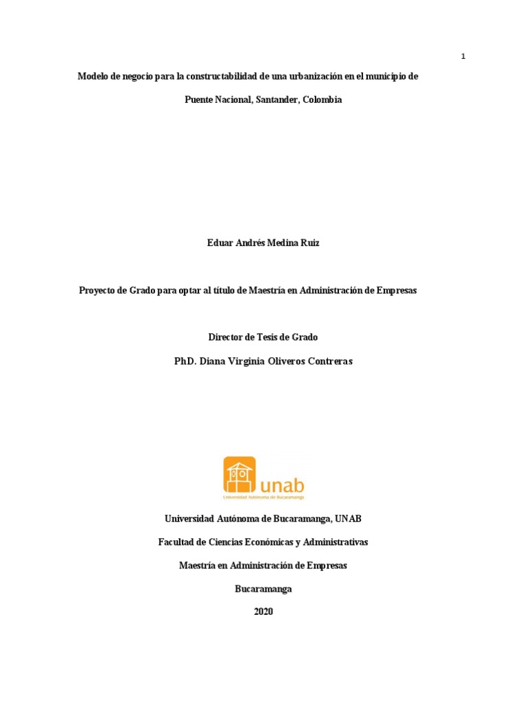 2020 Tesis Eduar Andres Medina | PDF | Modelo de negocio | Área rural