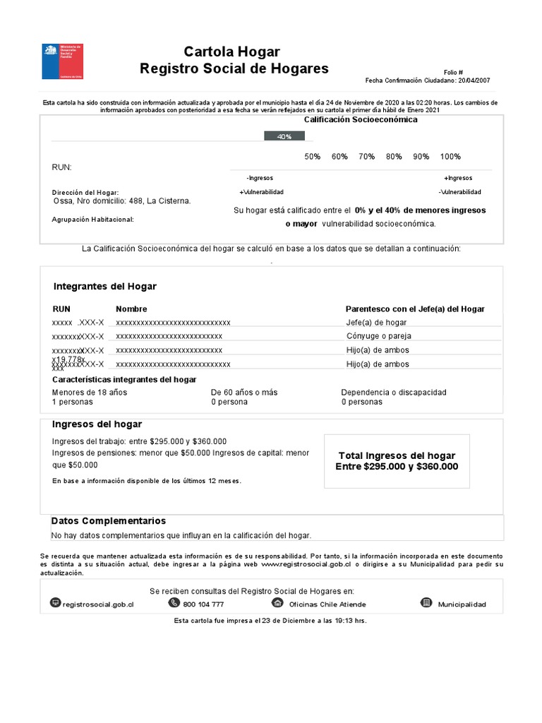 Ejemplo de Ficha RSH 2020 | PDF