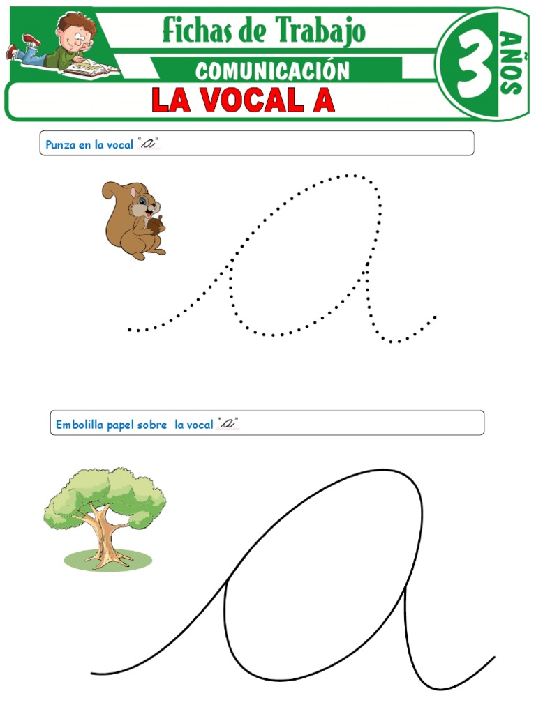 Fichas de Trabajo para la Vocal A | PDF